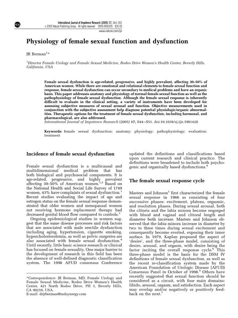 physiology of female sexual function and dysfunction docslib