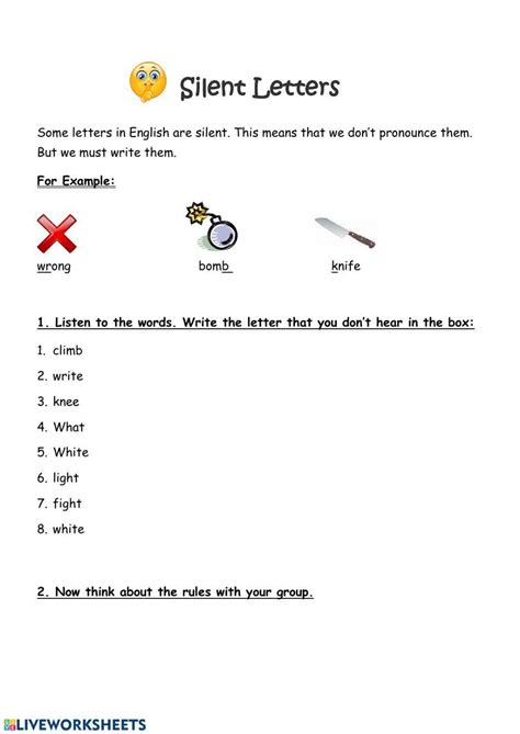 Silent Letters Worksheet English Year Worksheets Library