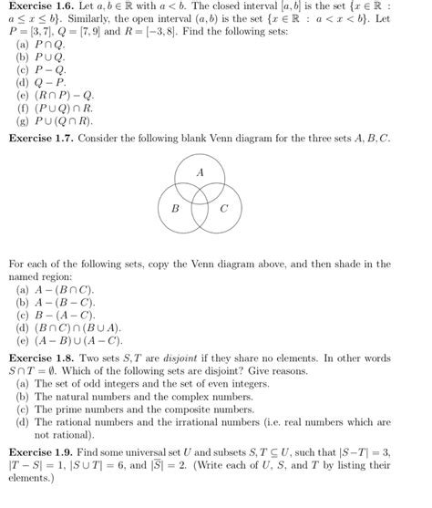 solved exercise 1 6 let a b e r with a
