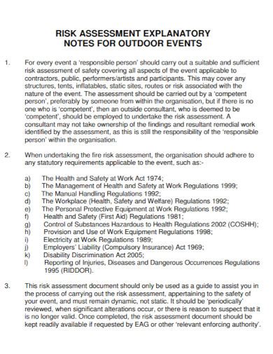 Outdoor Risk Assessment 10 Examples Format Pdf