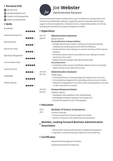 Business Administration Resume Samples And Writing Guide