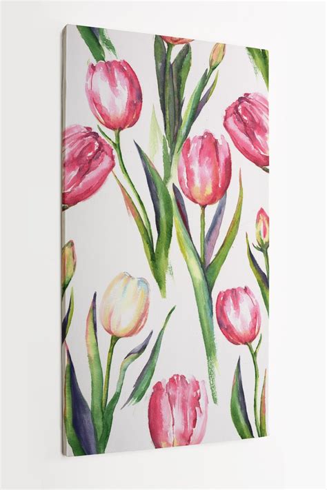 Obraz na płótnie HOMEPRINT różowe i białe kwiaty tulipany tulipana
