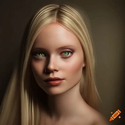 Beautiful Nordic Woman With Green Eyes And Blonde Hair Smiling On Craiyon