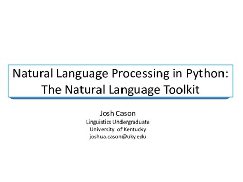pdf natural language processing in python the natural language toolkit joshua cason