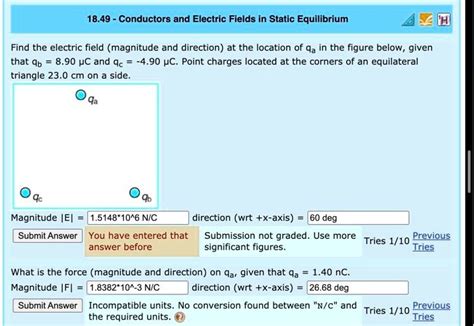 solved 18 49 conductors and electric fields in static equilibrium find the electric field