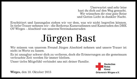 Traueranzeigen Von J Rgen Bast Rz Trauer De