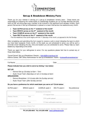 Fillable Online Cornerstone Set Up Breakdown Ministry Form
