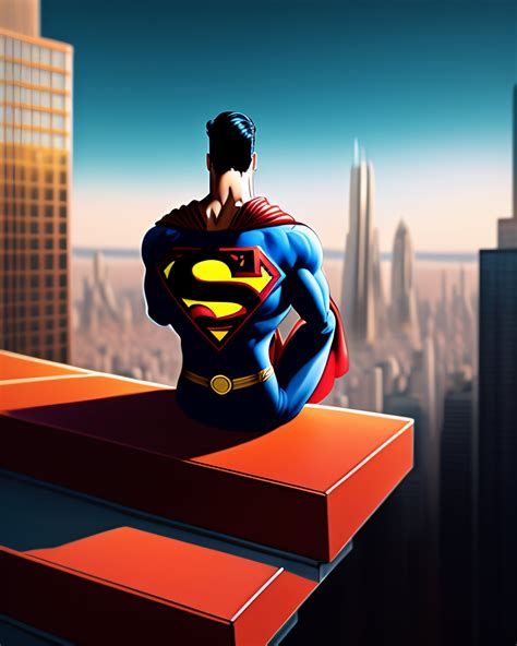 Lexica Superman Sitting On A Roof Looking Down At A City Below