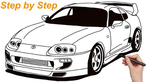 How To Draw A TOYOTA SUPRA MK4 A80 Easy Drawing For Beginner KEN