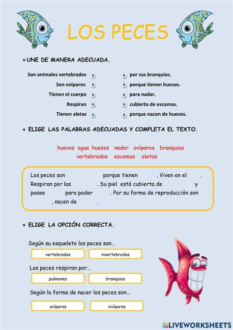 Los Peces Free Activity Ciencias De La Naturaleza Prueba De Ciencias