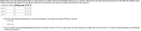 solved suppose that we have the following three tuples in a