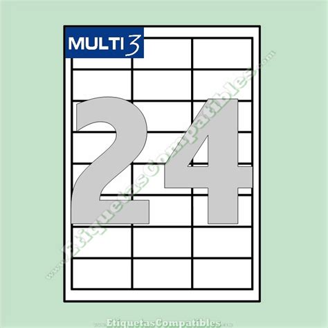 100 Hojas A4 Multi3 Con 24 Etiquetas De 64 6 X 33 8 Mm