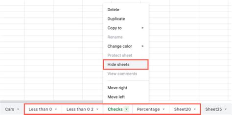 How To Hide And Unhide Sheet Tabs In Google Sheets