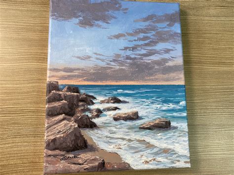 Acrylic Painting Seascape Rocks Original Painting Etsy