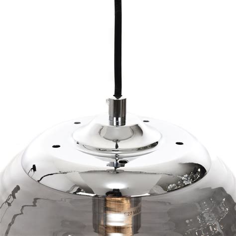 Nowoczesna Chromowana Lampa Wisząca MIRELLA Minimalistyczna Dymiony Klosz