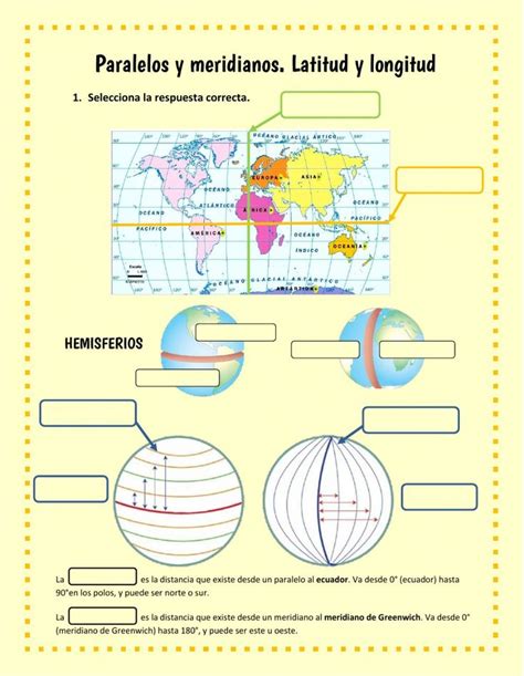 Paralelos Meridianos Latitud Y Longitud Worksheet Earth Science