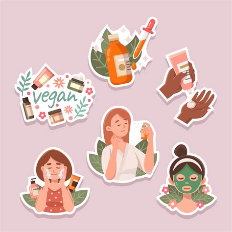Set Of Skin Care Sticker 6124109 Vector Art At Vecteezy