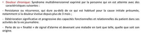 Exemple de prise en charge intégrée de la douleur chronique Flashcards