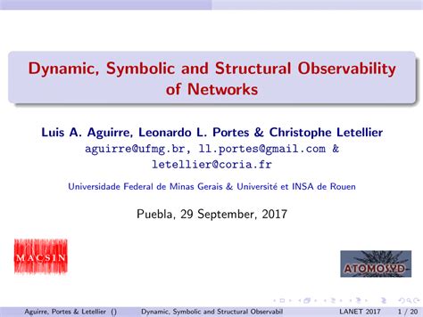 pdf dynamic symbolic and structural observability of networks