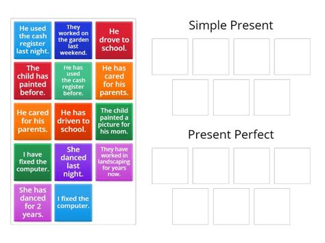 Simple Past Vs Present Perfect Ordenar Por Grupo