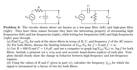 Solved Vin Vout Problem The Circuits Shown Above Are Known As Low