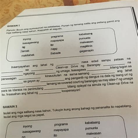 Please Po Kaylangan Ko Din Ito Ngayun Po Yung GAWAIN 1 Lang Po Sana