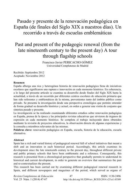 PDF Pasado y presente de la renovación pedagógica en España PDF