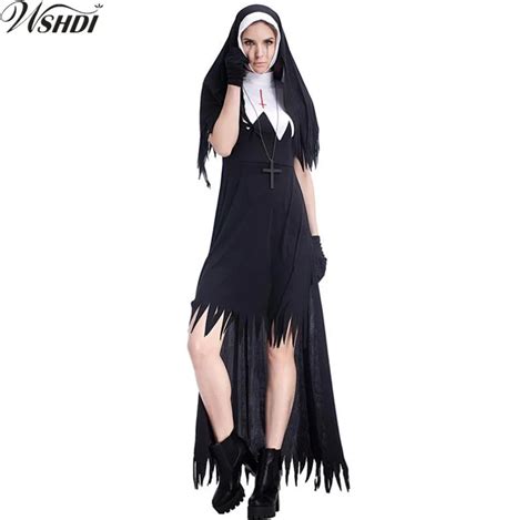 Buy Hot Sale Black Sexy Catholic Nun Costume Adult Women Halloween Cosplay