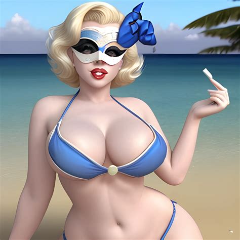 3d Marilyn Monroe Blonde With Masquerade Mask On That Does Not H Arthubai
