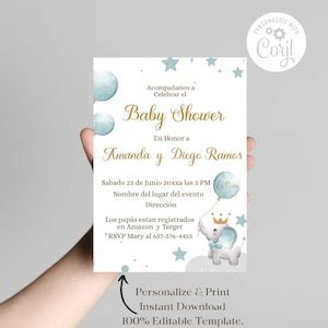 Invitación para Baby Shower En Español Imprimirble Etsy México