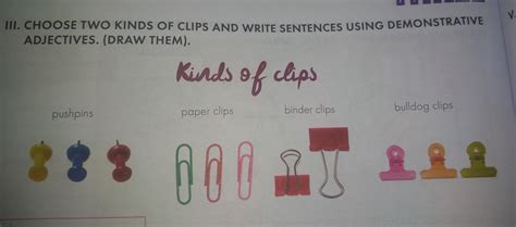 ELIGE DOS TIPOS DE CLIPS Y ESCRIBE ORACIONES UTILIZANDO ADJETIVOS