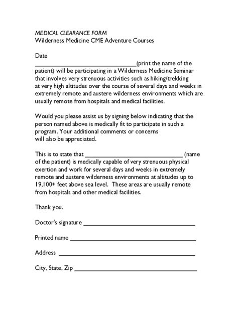 Fillable Online Medical Clearance Form Fax Email Print PdfFiller