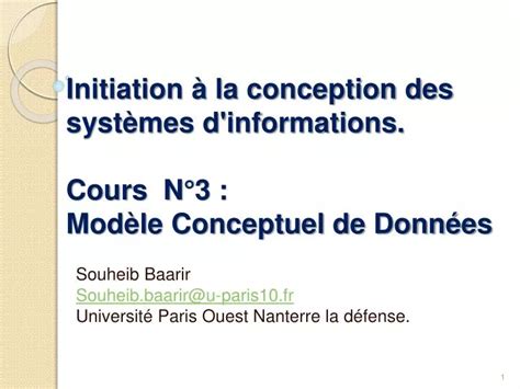 Ppt Initiation La Conception Des Syst Mes D Informations Cours N
