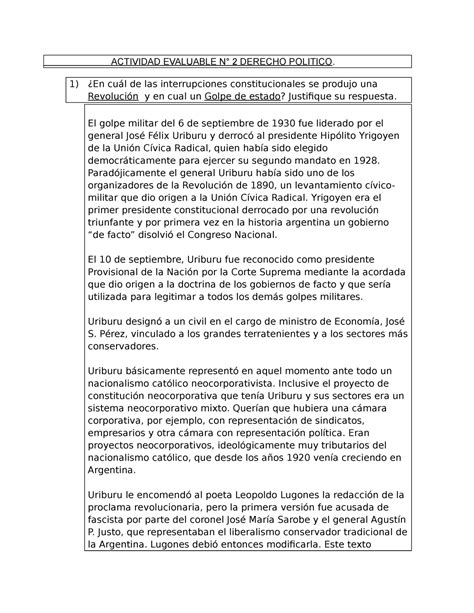 Act Evaluable Derecho Politico Actividad Evaluable N Derecho