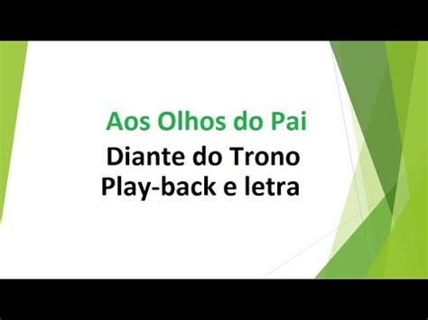 Aos Olhos Do Pai Diante Do Trono Play Back E Letra YouTube