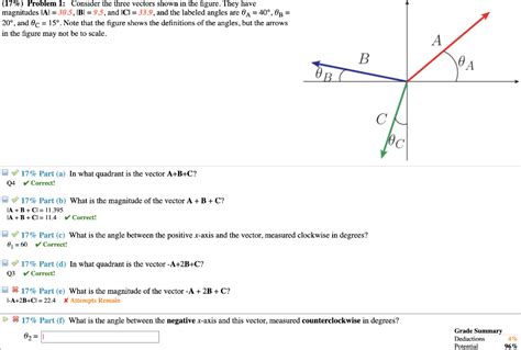 solved 17 problem 1 consider the three vectors shown in