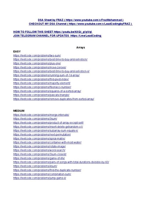 leetcode dsa sheet by fraz pdf computer programming algorithms and data structures