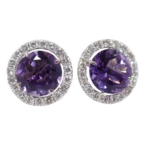 Boucles D Oreilles En Or Blanc Am Thystes Rond Antikeo