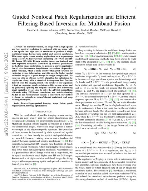 pdf guided nonlocal patch regularization and efficient filtering based inversion for multiband
