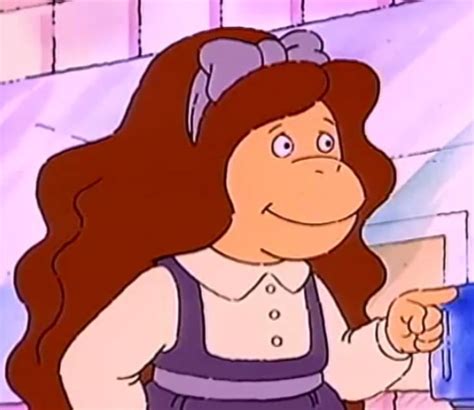 A Cartoon Character With Long Hair Pointing At Something