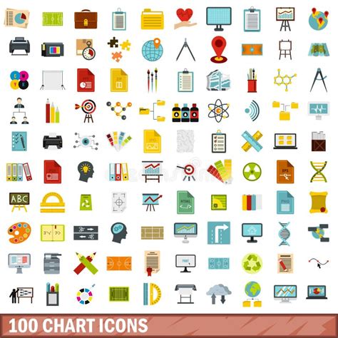 100 Iconos Fijados Estilo Plano De La Carta Ilustración del Vector