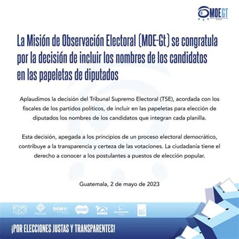 Comunicado La Misión de Observación Electoral de Guatemala MOE Gt