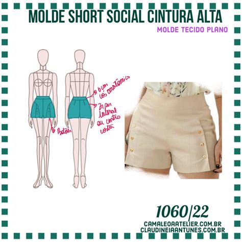 Molde Short Social Cintura Alta 1060 22 CAMALEOA ATELIER DE COSTURA