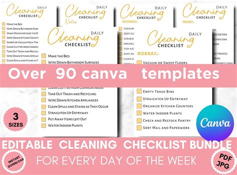 ADHD Cleaning Checklist Bundle Editable Adhd Cleaning Schedule Adult