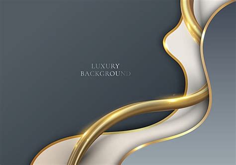 3d Modern Luxury Template Design White And Grey Wave Shape And Golden