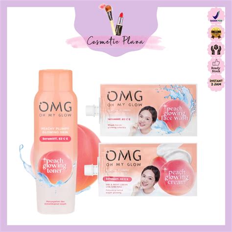 Jual OMG OH MY GLAM GLOW Paket Lengkap Kit Peach Glowing Cream Toner