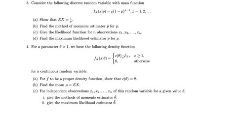 solved 3 consider the following discrete random variable