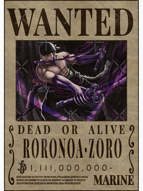 Roronoa Zoro Wanted Poster One Piece King Of Hell Vice Captain