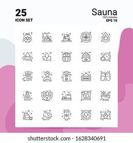 25 Sauna Icon Set 100 Editable Stock Vector Royalty Free 1628340691