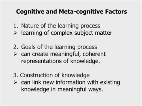 facilitating learning a metacognitive process